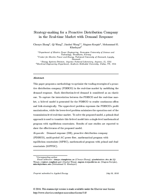 (PDF) Strategy-making for a proactive distribution company in the real-time market with demand ...