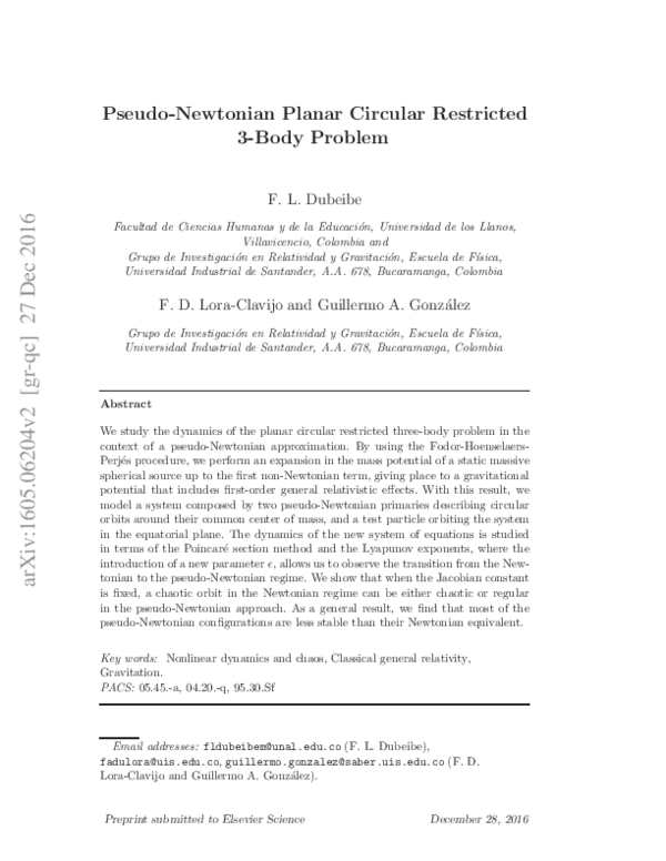 (PDF) Pseudo-Newtonian planar circular restricted 3-body problem