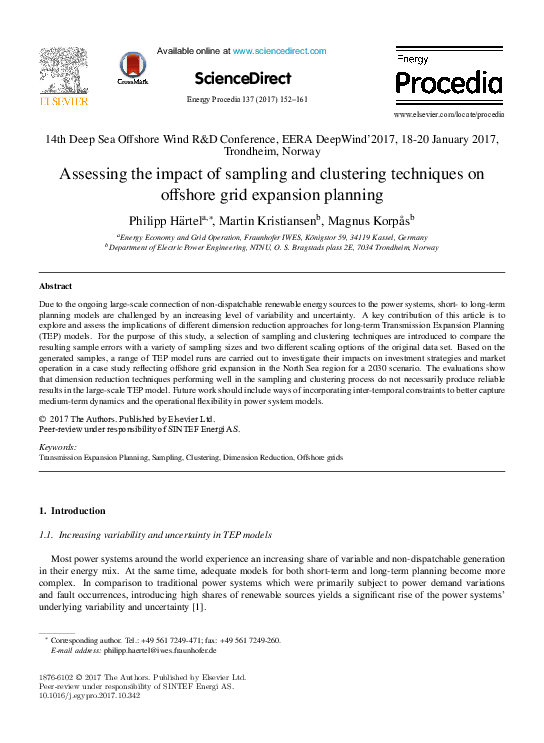 (PDF) Assessing the impact of sampling and clustering techniques on offshore grid expansion planning