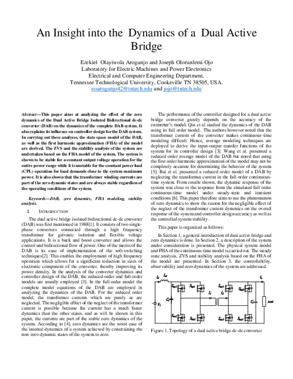 (PDF) An Insight into the Dynamics of a Dual Active Bridge