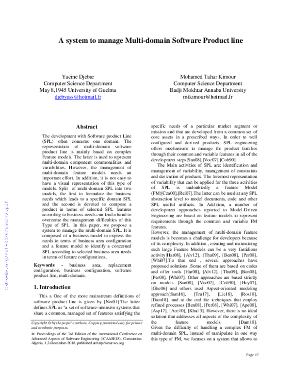 (PDF) A System to Manage Multi-domain Software Product Line | Yacine ...