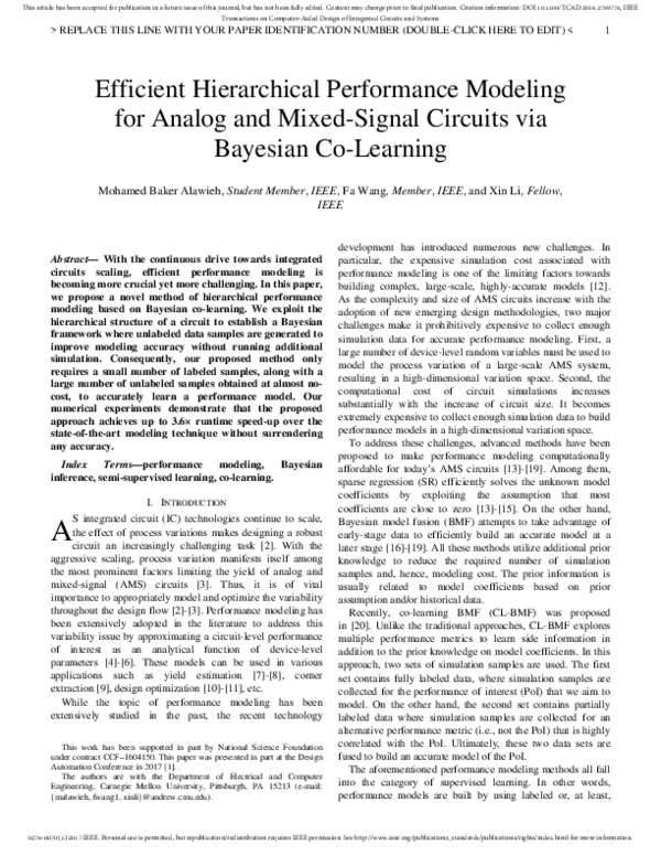 (PDF) Efficient Hierarchical Performance Modeling for Integrated Circuits via Bayesian Co-Learning