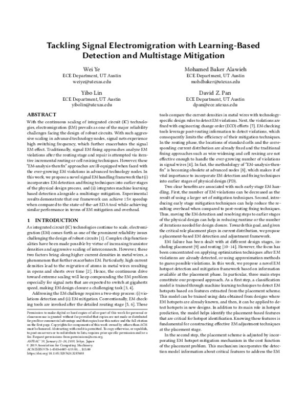 (PDF) Tackling signal electromigration with learning-based detection and multistage mitigation ...