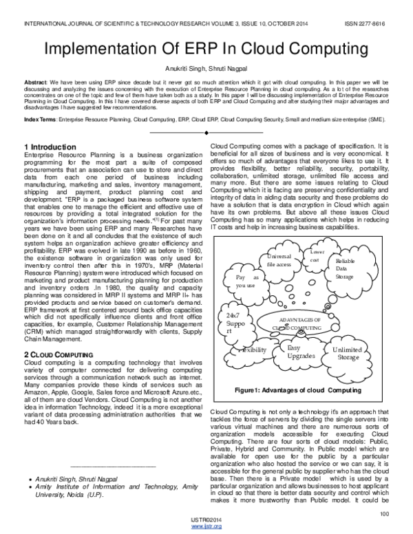 (PDF) Implementation Of ERP In Cloud Computing
