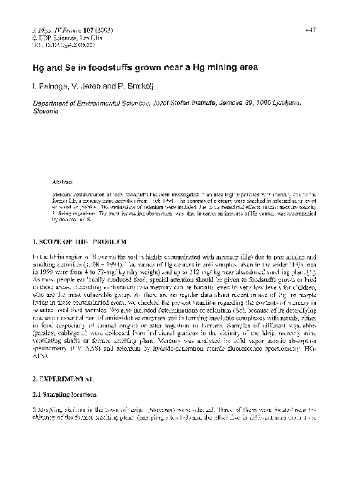 (PDF) Hg and Se in foodstuffs grown near a Hg mining area | ingrid ...