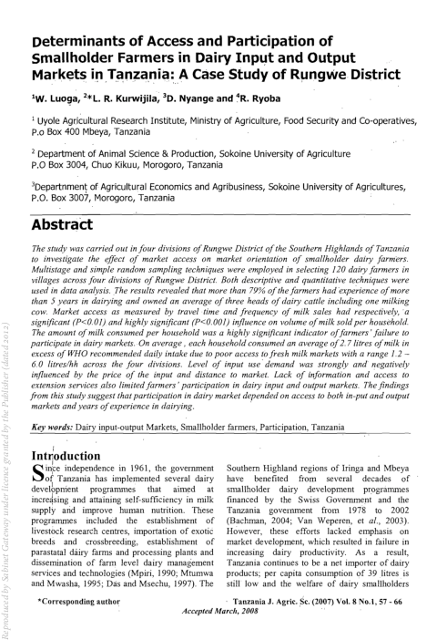 (PDF) Determinants of Access and Participation of Smallholder Farmers ...