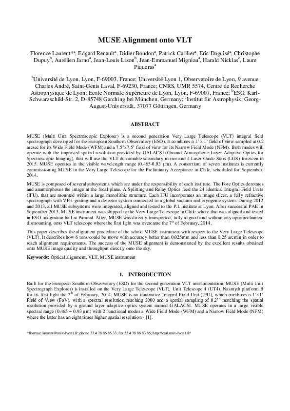 (PDF) MUSE alignment onto VLT