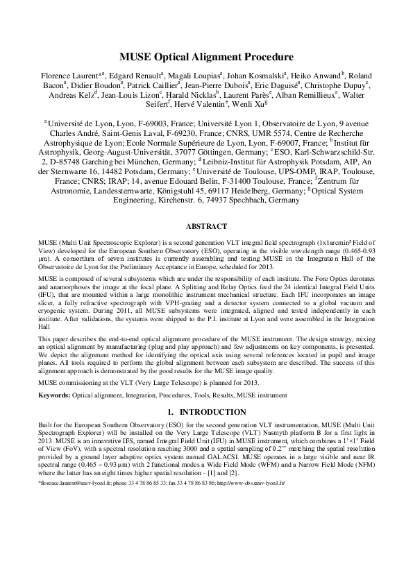 (PDF) MUSE optical alignment procedure