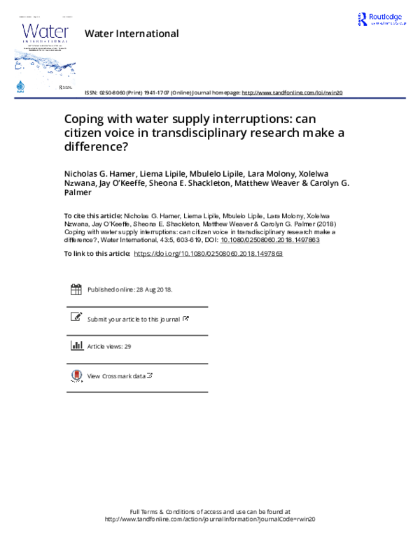(PDF) Coping with water supply interruptions: can citizen voice in ...