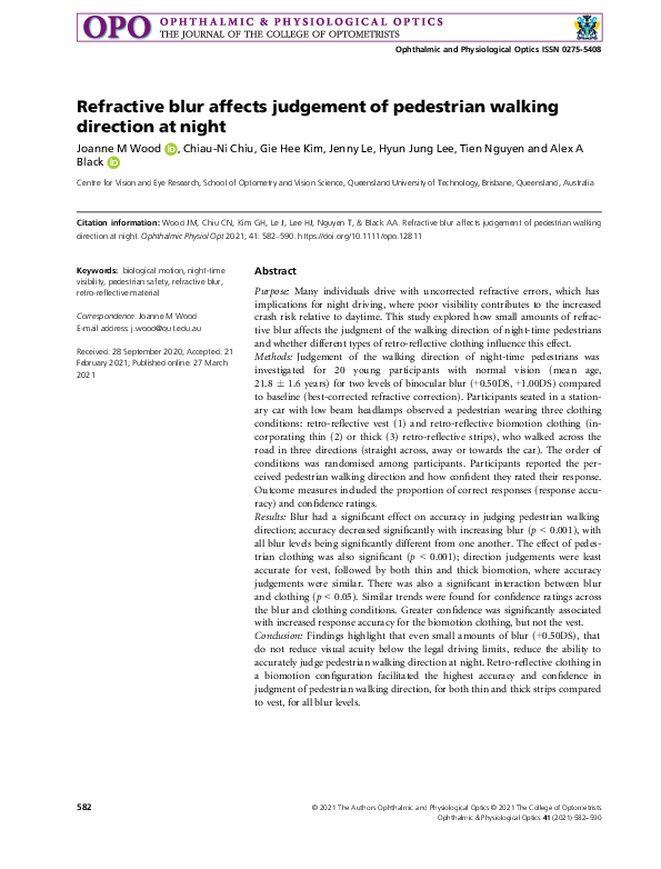 (PDF) Refractive blur affects judgement of pedestrian walking direction ...