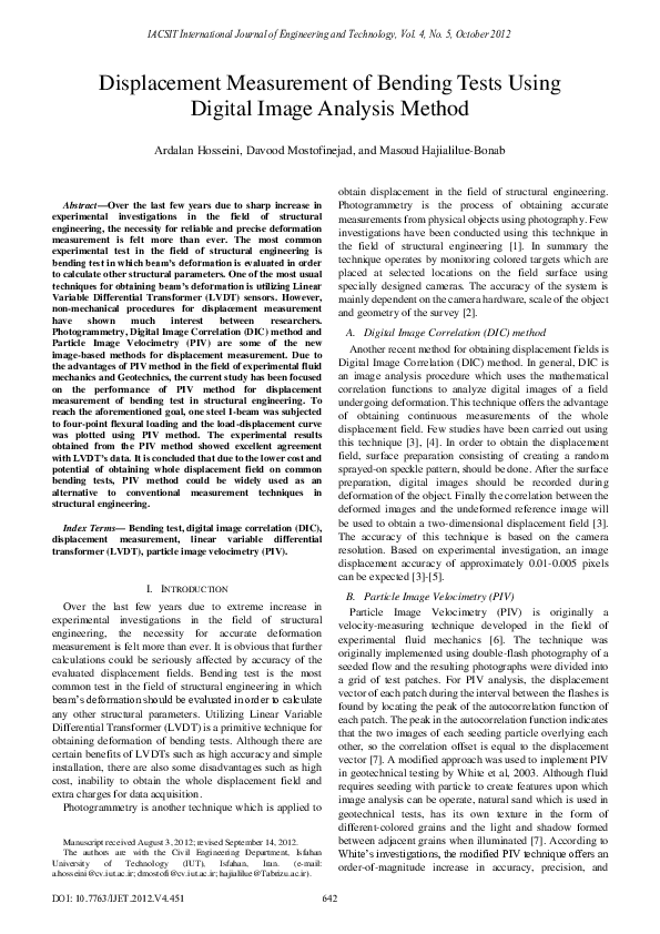 (PDF) Displacement Measurement of Bending Tests Using Digital Image ...
