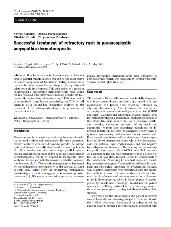 (PDF) Successful treatment of refractory rash in paraneoplastic ...