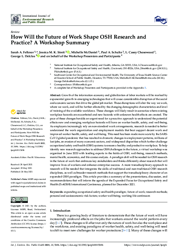 (PDF) How Will the Future of Work Shape OSH Research and Practice? A ...
