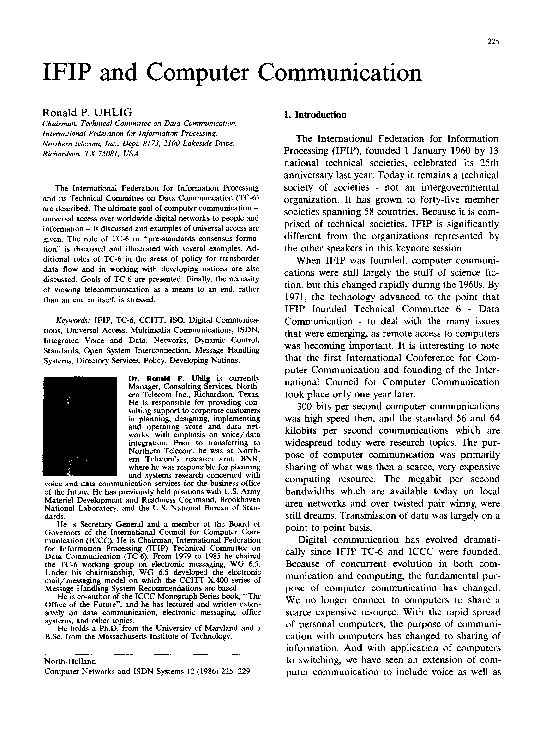 (PDF) IFIP and computer communication