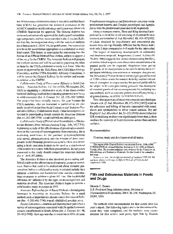 (PDF) Filth and Extraneous Materials in Foods and Drugs