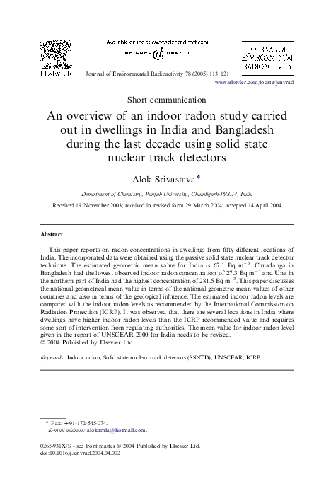 (PDF) An overview of an indoor radon study carried out in dwellings in ...