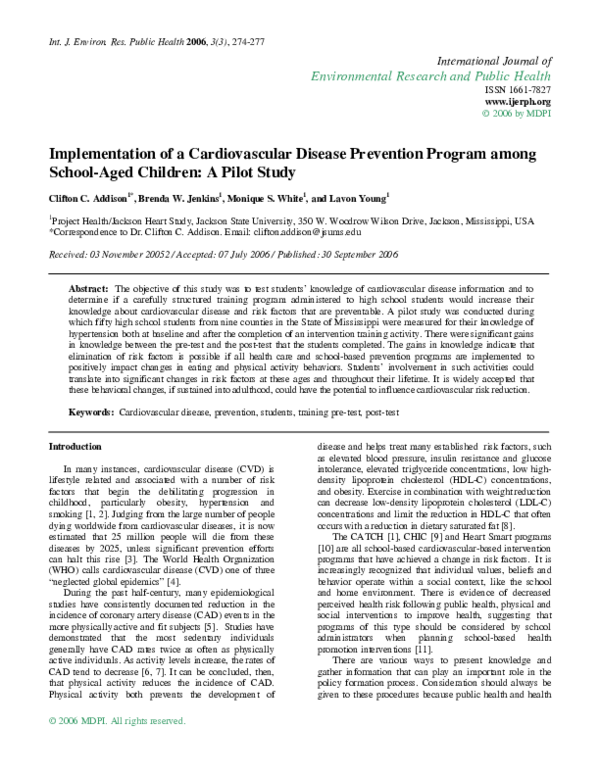 (PDF) Implementation of a Cardiovascular Disease Prevention Program ...