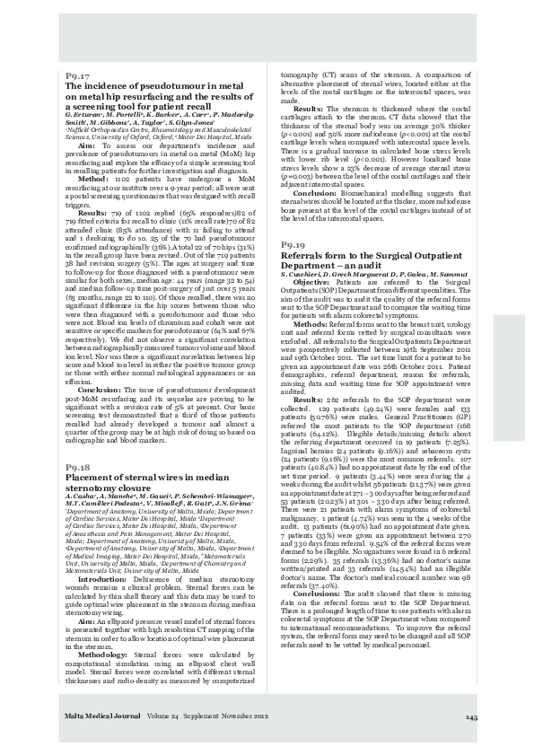 (PDF) Placement of sternal wires in median sternotomy closure