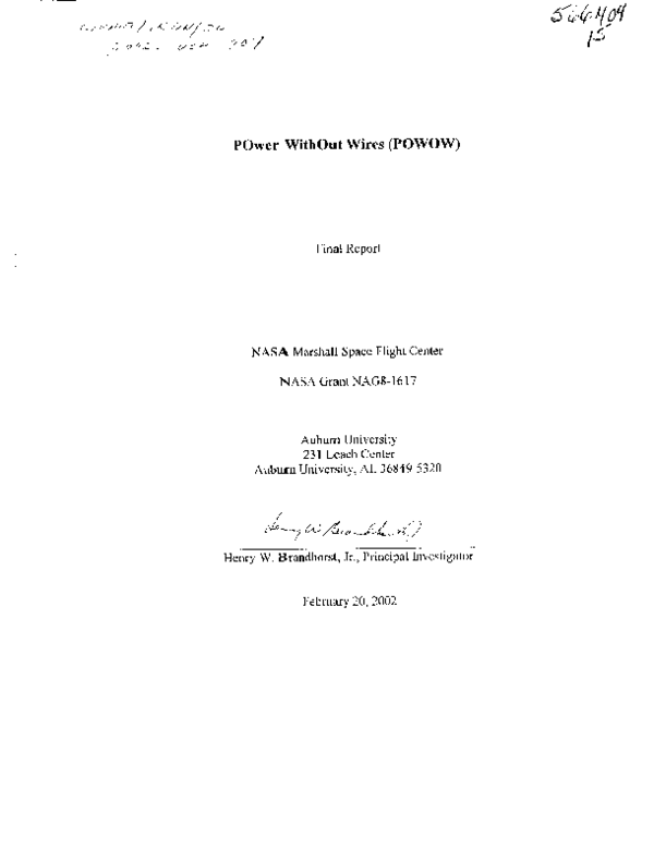 (PDF) Power Without Wires (POWOW)