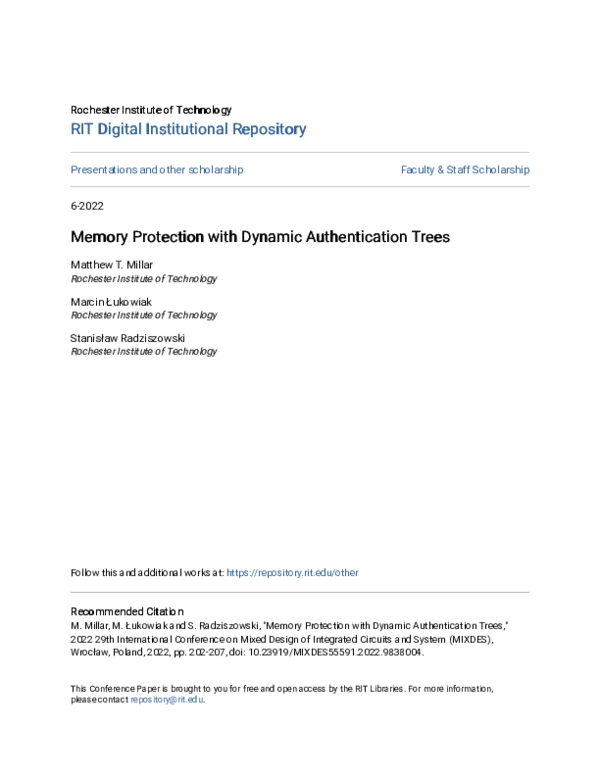 (PDF) Memory Protection with Dynamic Authentication Trees