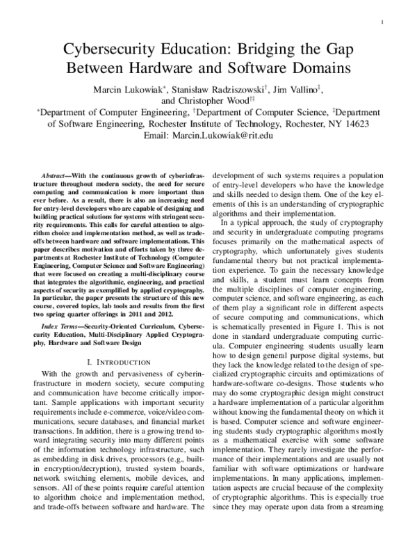 (PDF) Cybersecurity Education