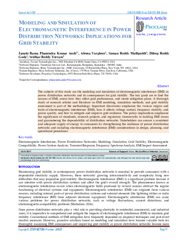 (PDF) Modeling and Simulation of Electromagnetic Interference in Power Distribution Networks ...