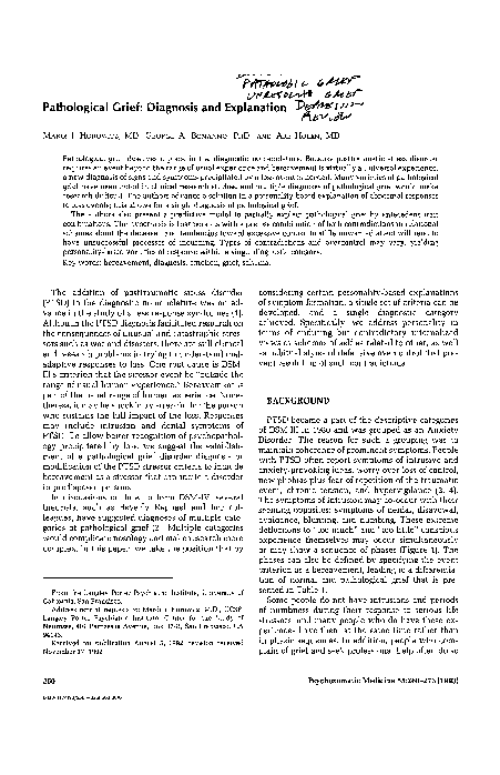 (PDF) Pathological grief: diagnosis and explanation