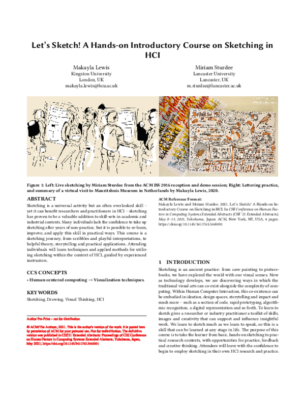 (PDF) Let’s Sketch! A Hands-on Introductory Course on Sketching in HCI