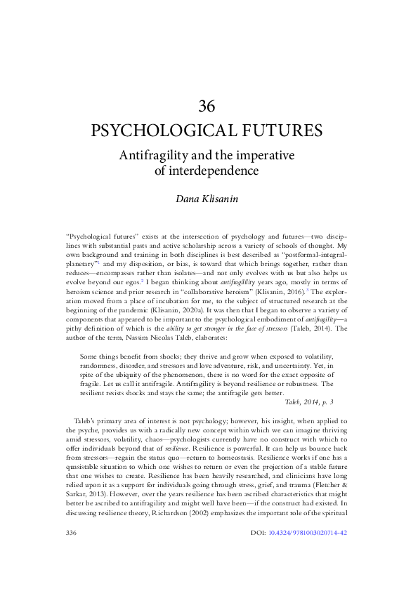 (PDF) Psychological Futures: Antifragility and the imperative of interdependence