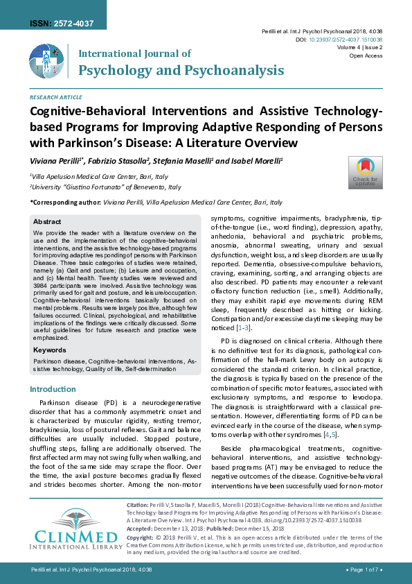 (PDF) Assistive Technology for Behavioral Interventions for Persons ...