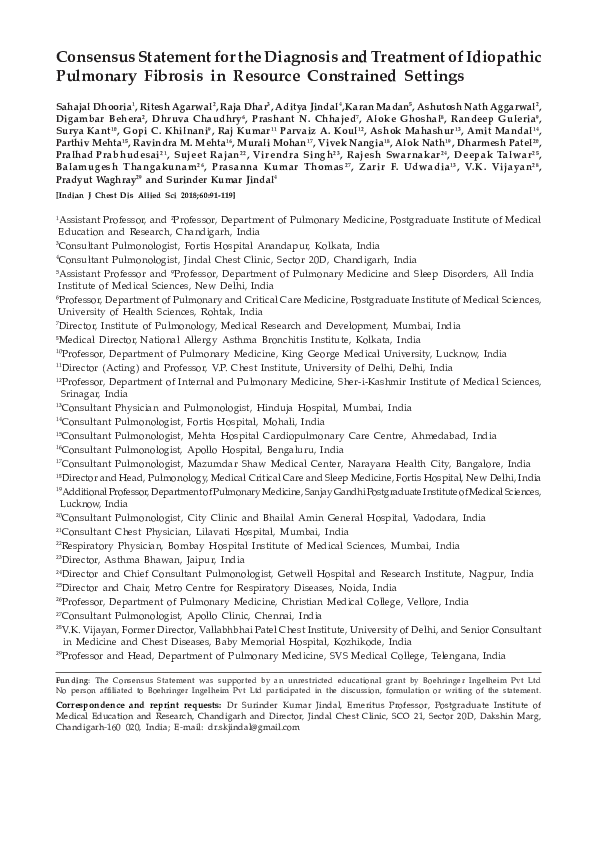 (PDF) Consensus Statement for the Diagnosis and Treatment of Idiopathic Pulmonary Fibrosis in ...