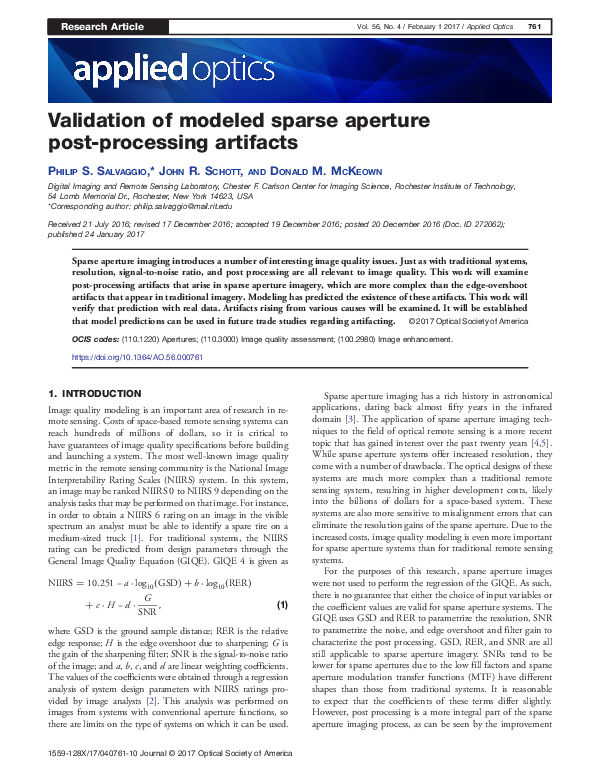 (PDF) Validating Post-Processing Artifacts in Sparse Aperture Imaging