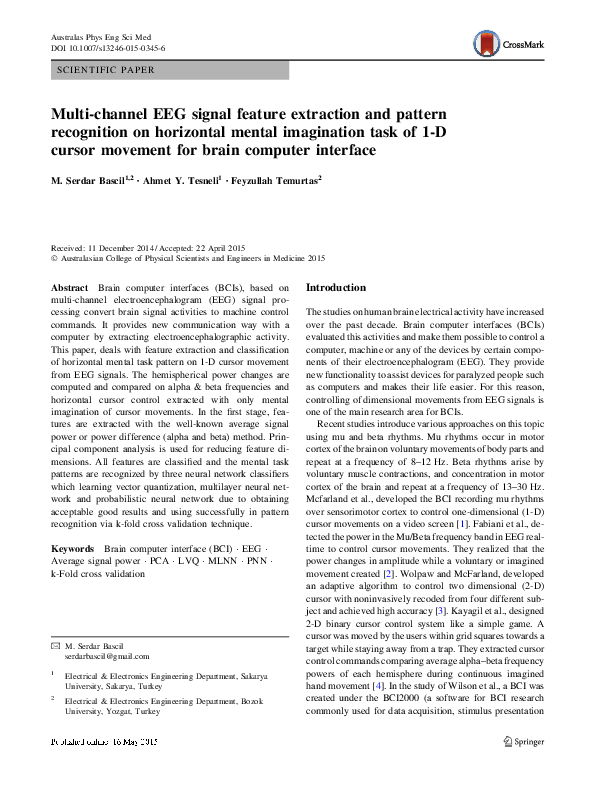 (PDF) Multi-channel EEG signal feature extraction and pattern recognition on horizontal mental ...