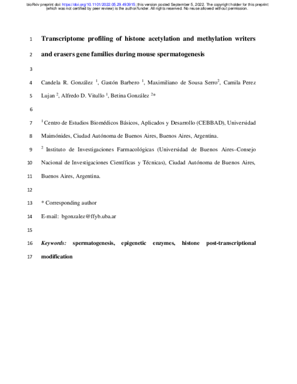 (PDF) Transcriptome profiling of histone writers/erasers enzymes across ...