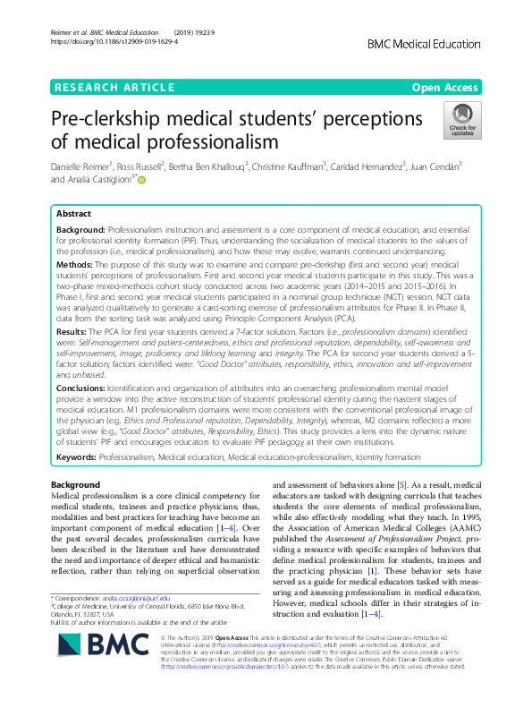 (PDF) Pre-clerkship medical students’ perceptions of medical ...