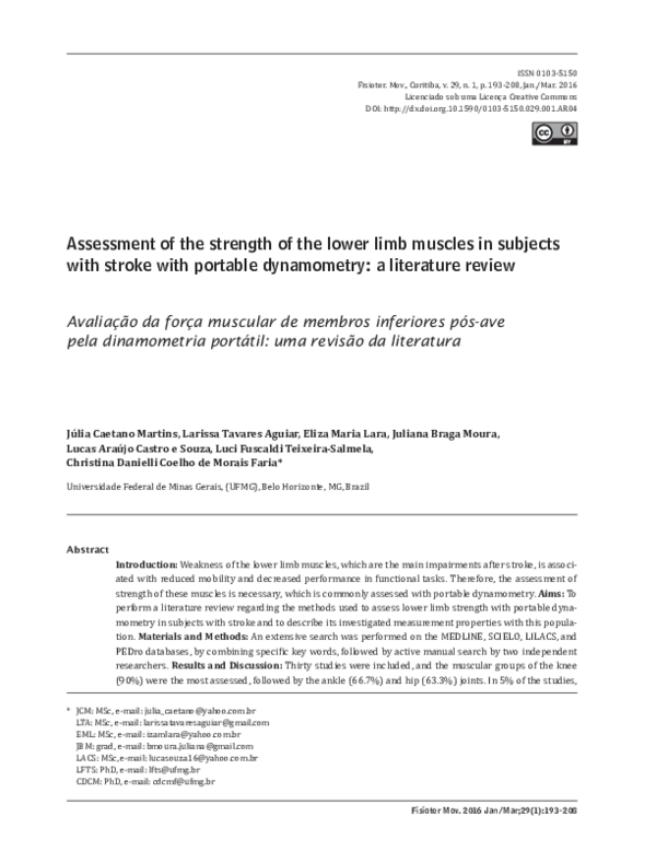 (PDF) Assessment of the strength of the lower limb muscles in subjects ...