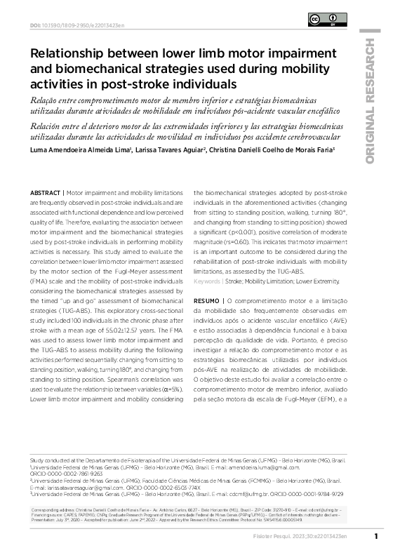 (PDF) Relationship between lower limb motor impairment and ...