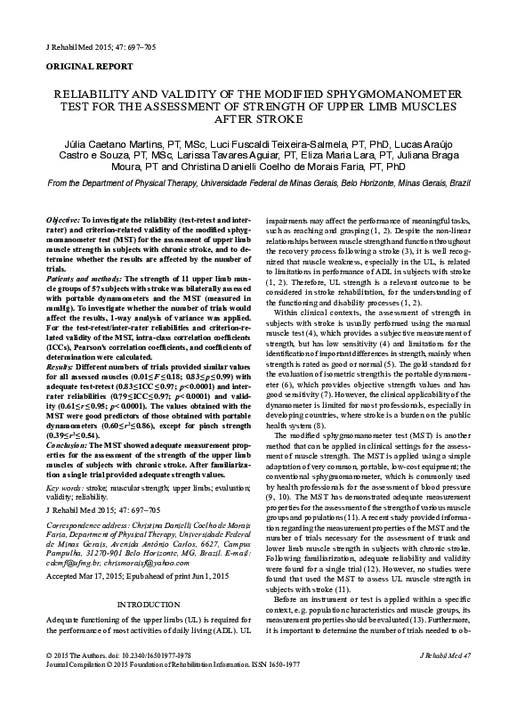 (PDF) Reliability and validity of the modified sphygmomanometer test ...