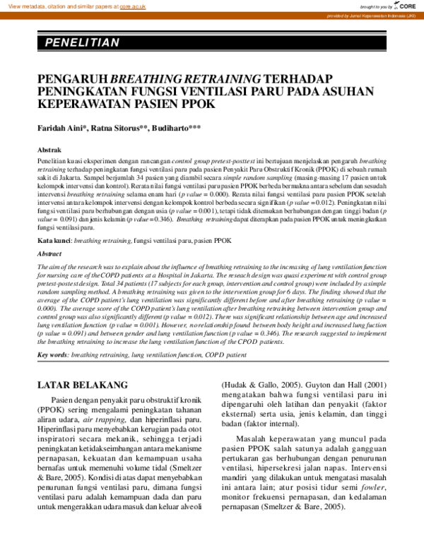 (PDF) Pengaruh Breathing Retraining Terhadap Peningkatan Fungsi Ventilasi Paru Pada Asuhan ...