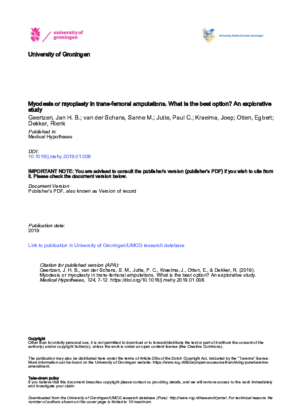 (PDF) Myodesis or myoplasty in trans-femoral amputations. What is the ...