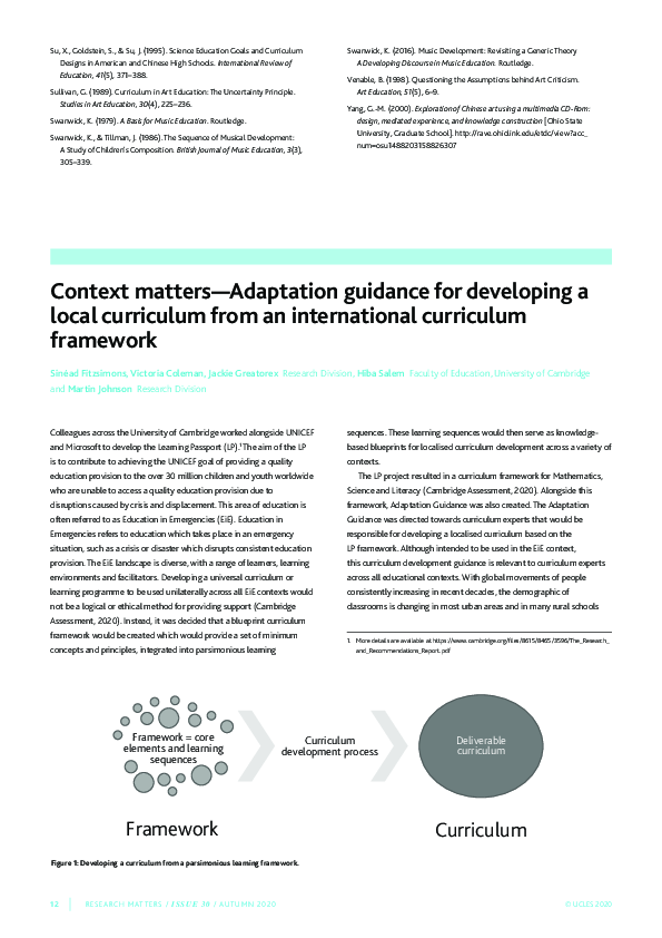 (PDF) Context Matters--Adaptation Guidance for Developing a Local Curriculum from an ...