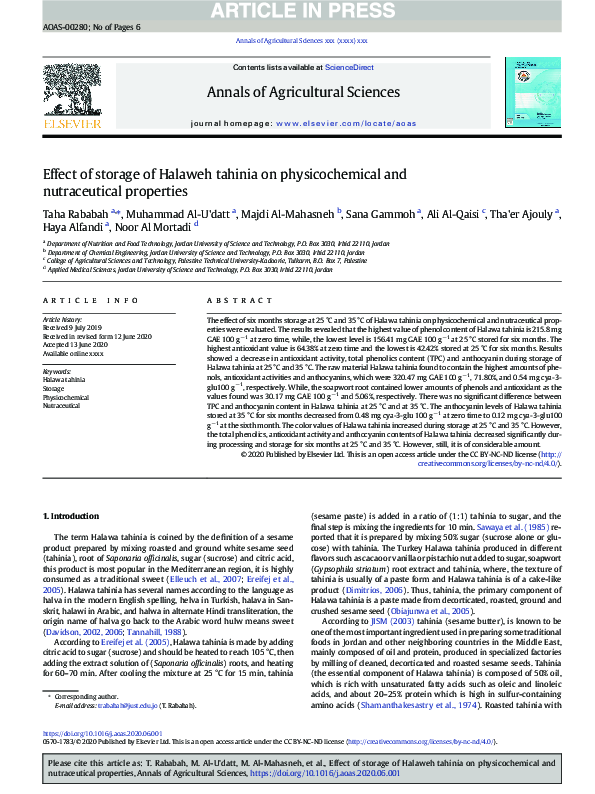 (PDF) Effect of storage of Halaweh tahinia on physicochemical and ...