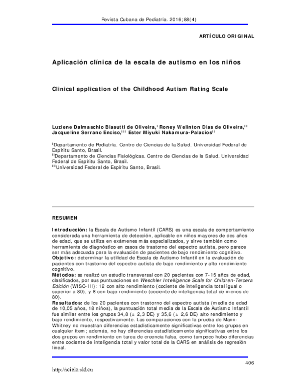 (PDF) Clinical application of the Childhood Autism Rating Scale