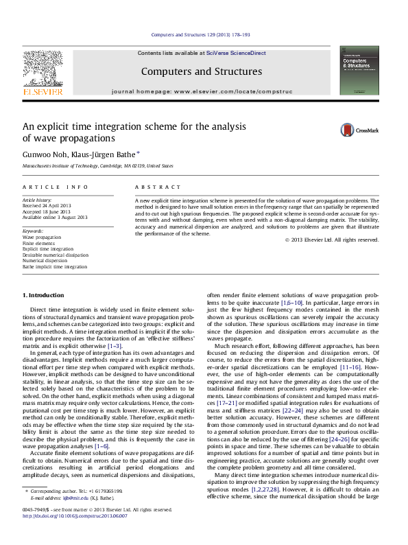 (PDF) An explicit time integration scheme for the analysis of wave propagations