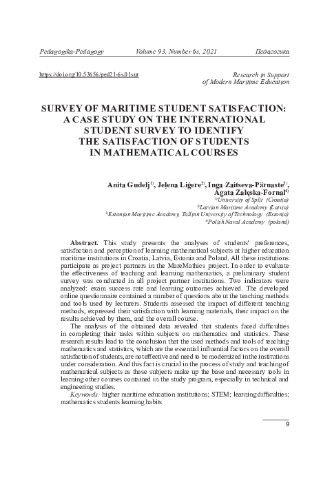 (PDF) Survey Of Maritime Student Satisfaction: A Case Study On The ...