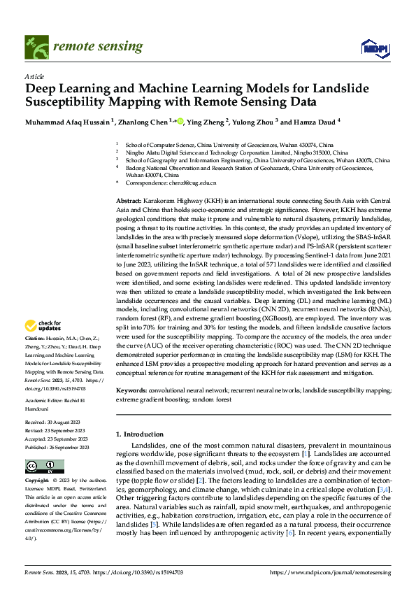 (PDF) Deep Learning and Machine Learning Models for Landslide Susceptibility Mapping with Remote ...