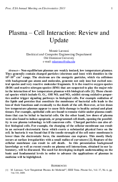 (PDF) Plasma - Cell Interaction: Review and Update