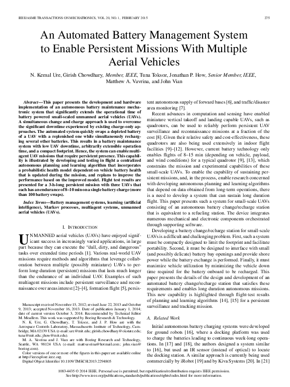 (PDF) An Automated Battery Management System to Enable Persistent ...