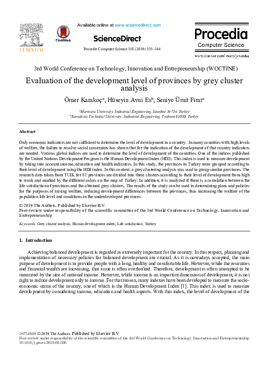 (PDF) Evaluation of the development level of provinces by grey cluster analysis