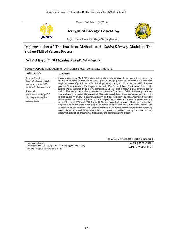 (PDF) Guided-Discovery Practicum Methods Enhance Science Skills